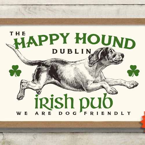 Irish Pub Sign Dog Art Shamrock Art Bar Gift Idea Dog | Etsy