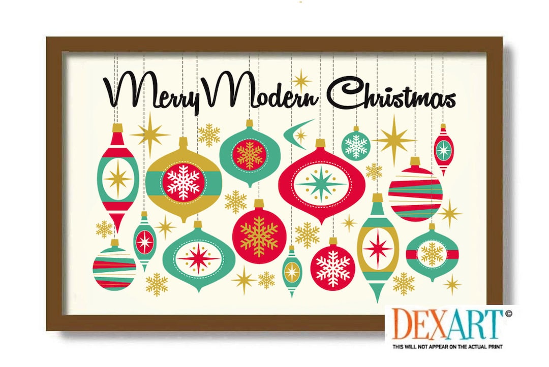 Mid Century Modern Christmas Art Print, Atomic Art, Holiday Tree ...