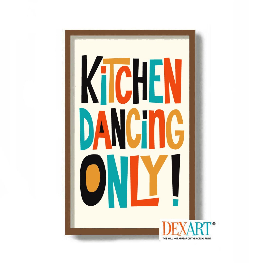Kitchen Disco Dance Art Print, Mom Gift for Kitchen, Lets Dance, Mid ...