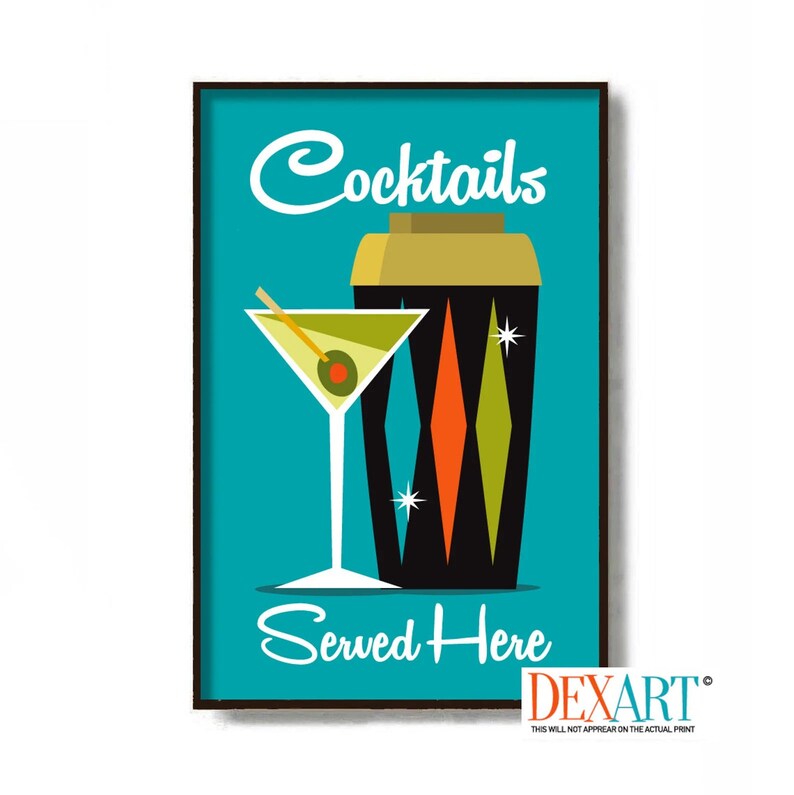 Vintage Cocktail Shaker Art Print Signature Cocktail Poster - Etsy