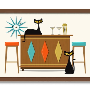 Mid Century Modern Cocktail Bar Sign Bartender Gift Bar Cart - Etsy