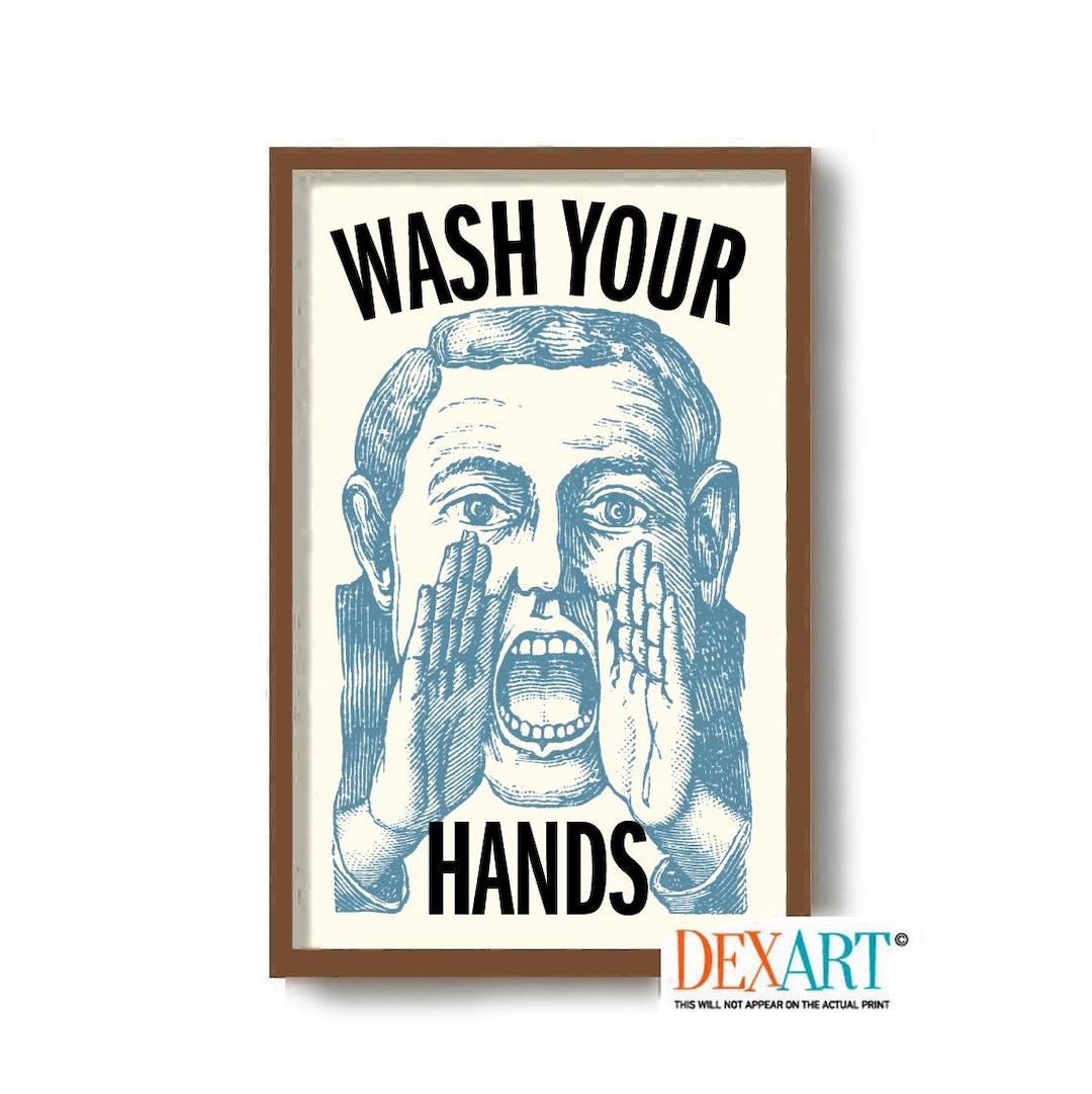 Wash Your Hands Sign, Funny Bathroom Signs, Bath Art Print, Bath Art ...