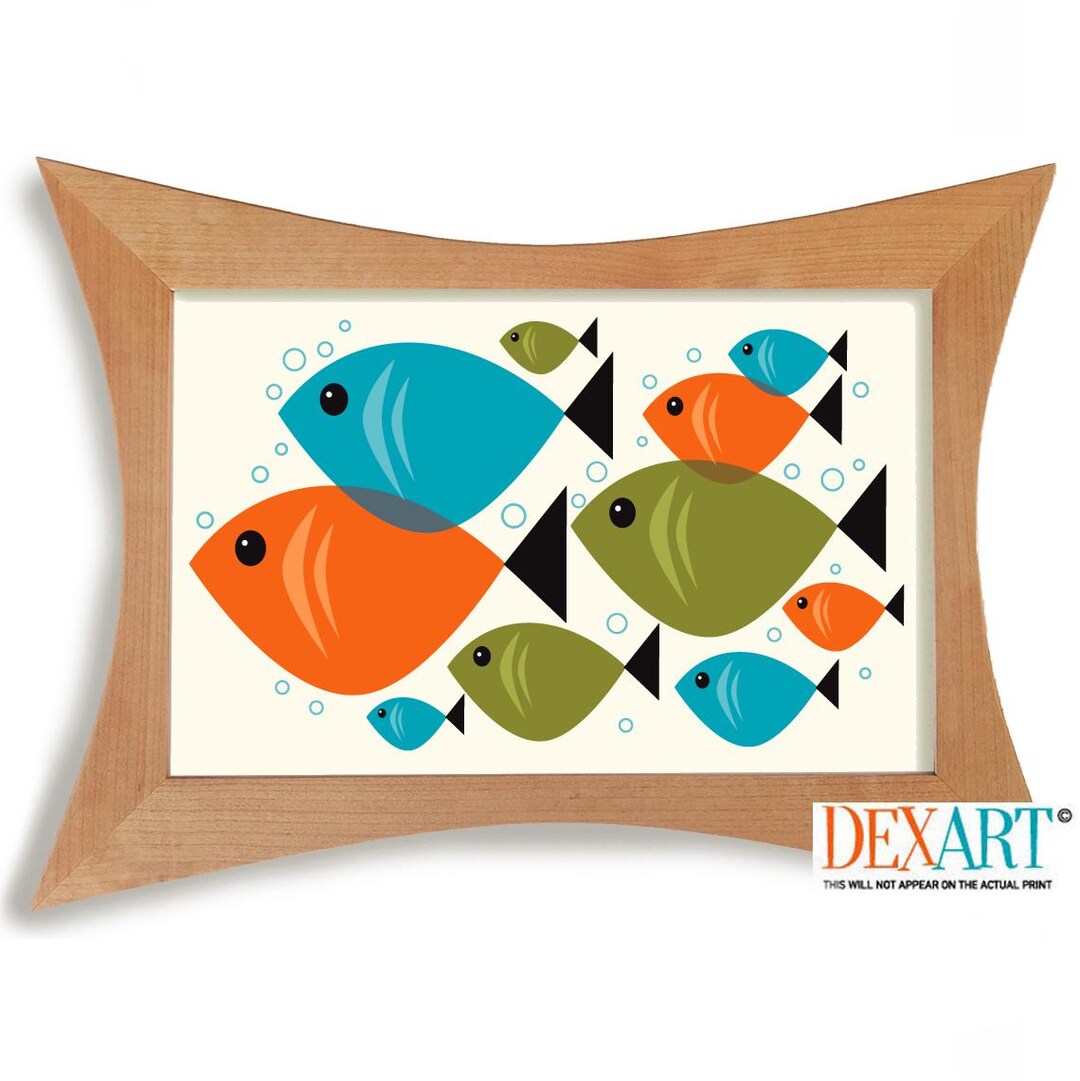 Fish Art Print, Mid Century Modern Wall Art Print, Beach Decor, Fish ...