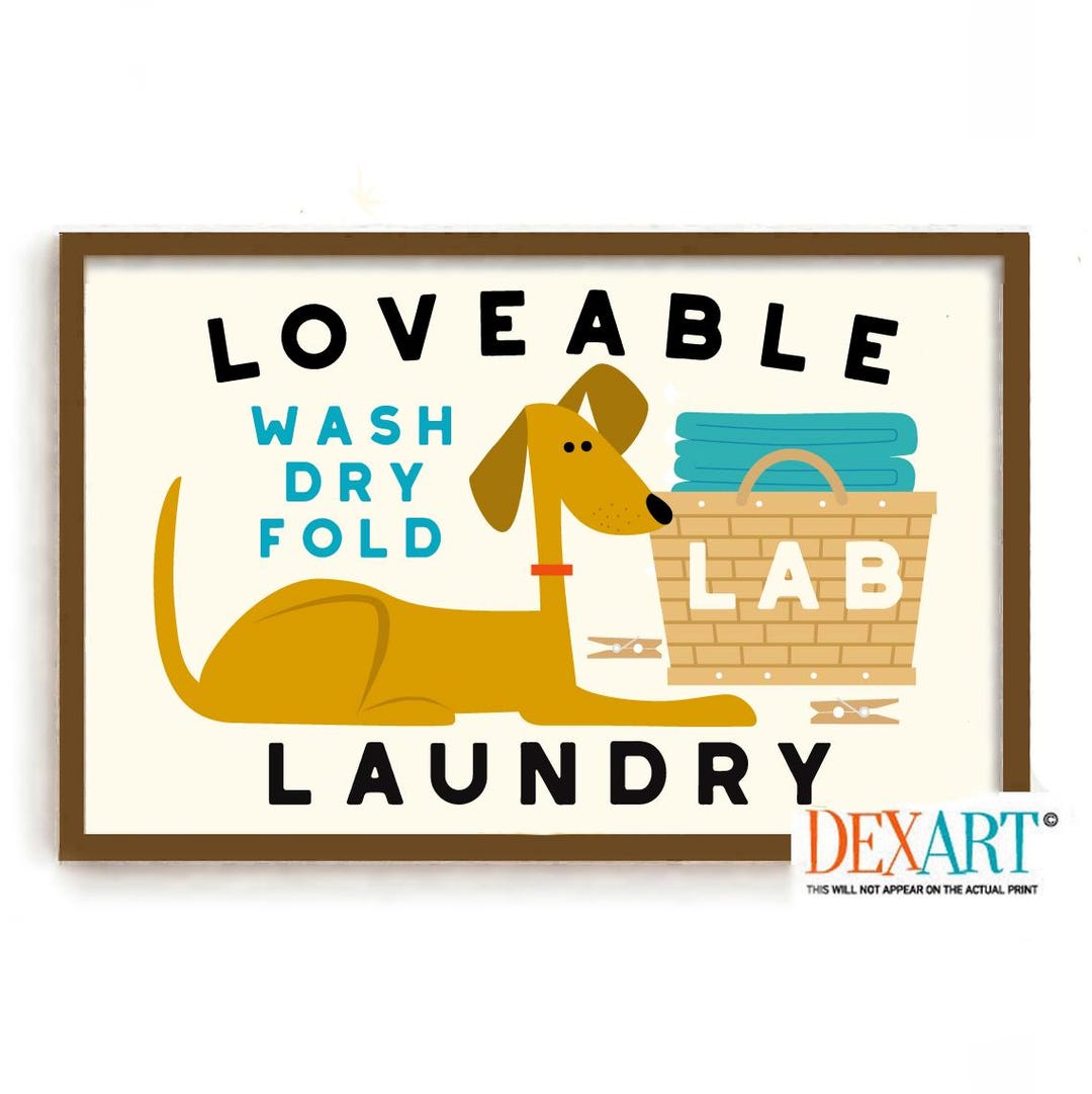 Laundry Room Decor Dog Wall Art Print, Labrador Retriever, Yellow Lab ...