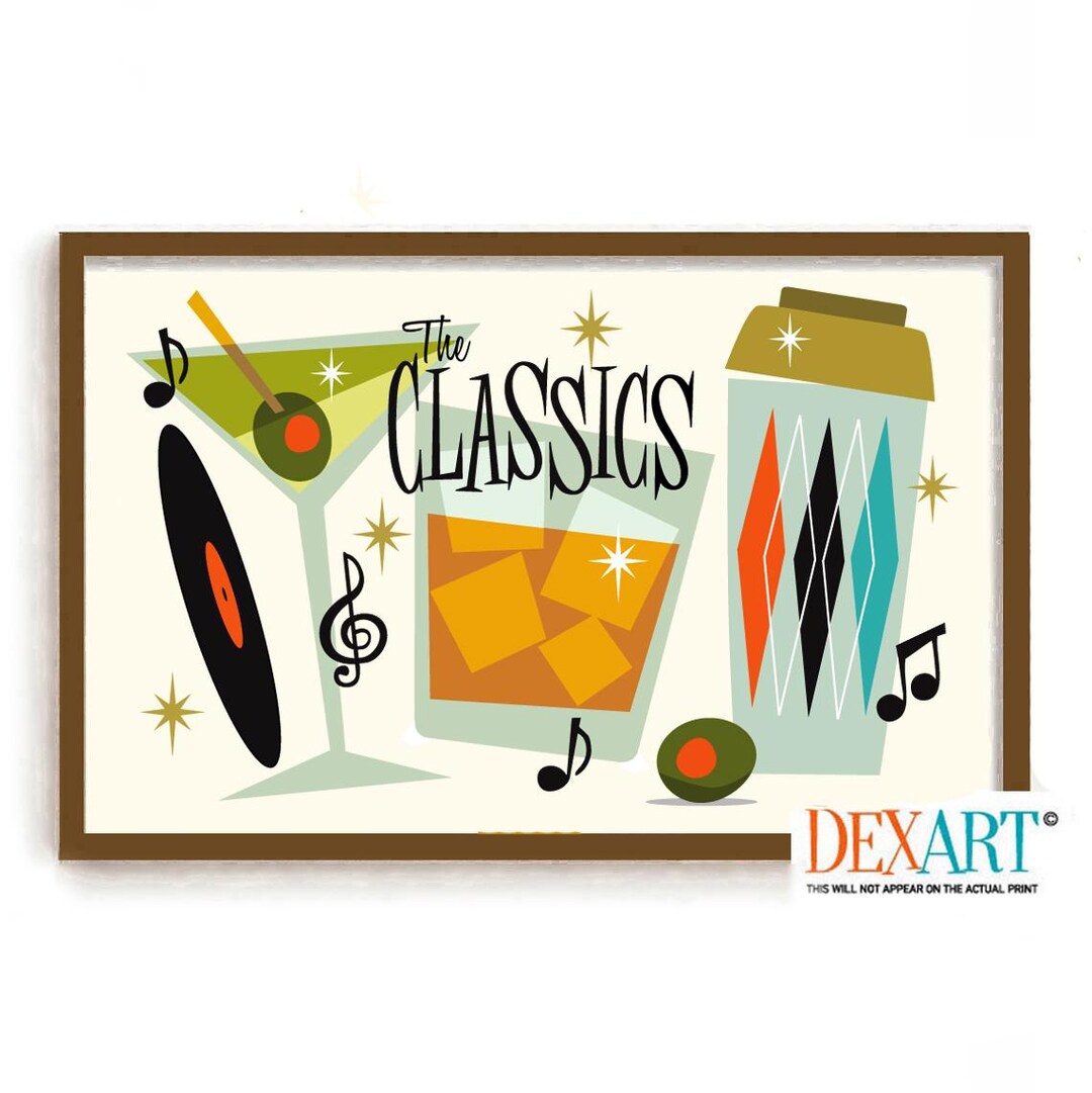 Cocktail Bar Sign Art Print, Classic Cocktail Signature Cocktail Poster ...