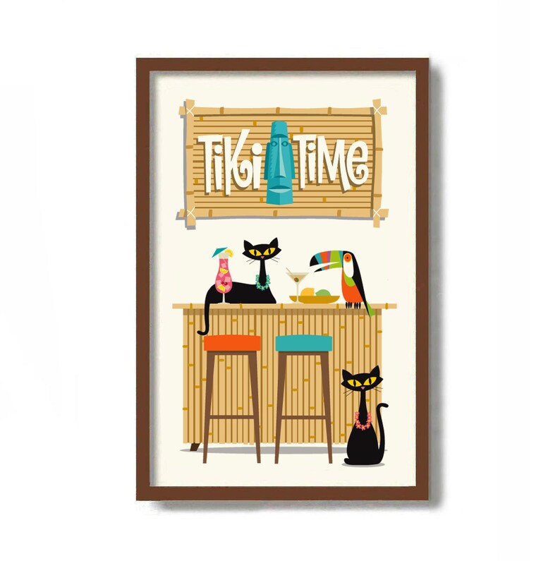 Mid Century Modern Art Tiki Bar Sign Bamboo Furniture - Etsy