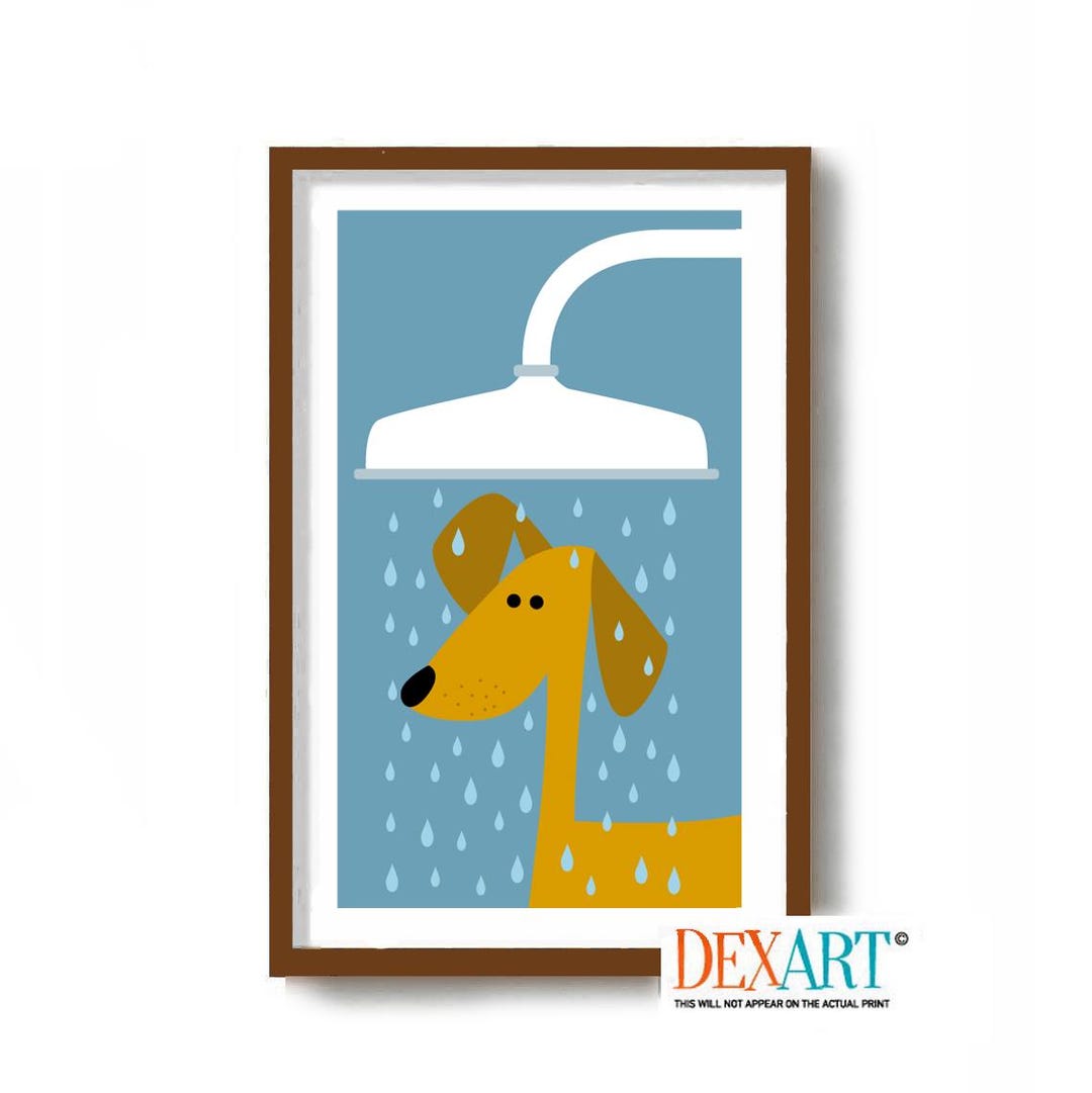 Dog Wash Sign, Dog Bathroom Wall Art Print, Muddy Paws, Yellow Lab Art ...