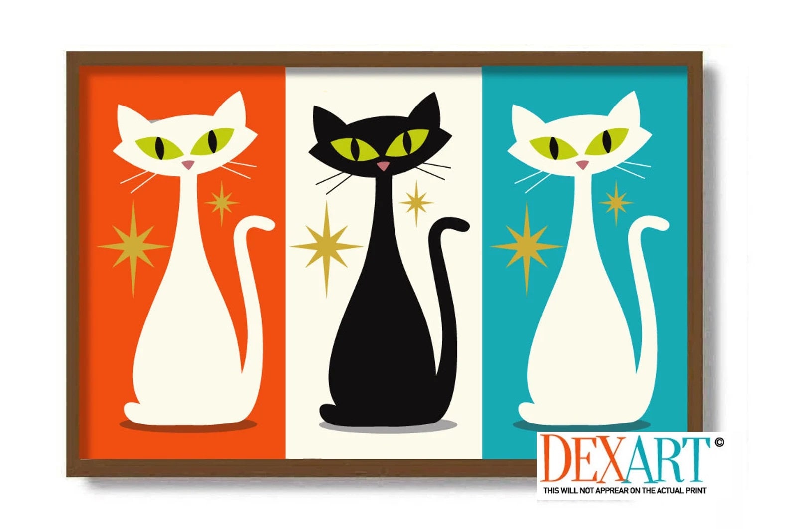 Mid Century Modern Cat Art Print Cat Lover Gift Black and - Etsy