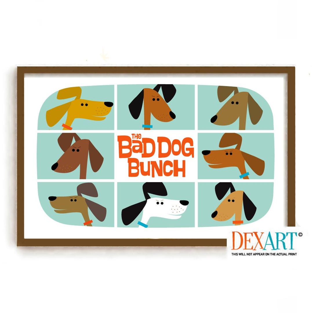 Mid Century Modern Dog Art Print, Funny Dog Art, Atomic Dog Lover Gift ...