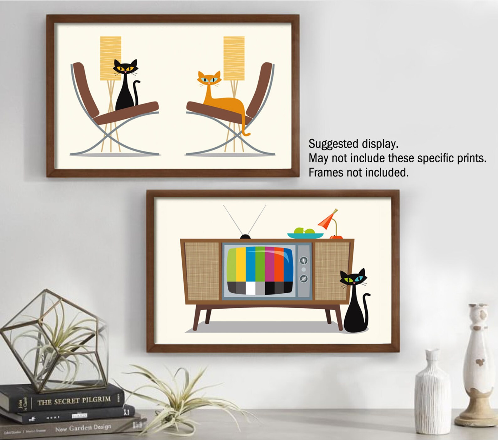 Retro Cat Poster Mid Century Modern Cat and Kitchen Art | Etsy