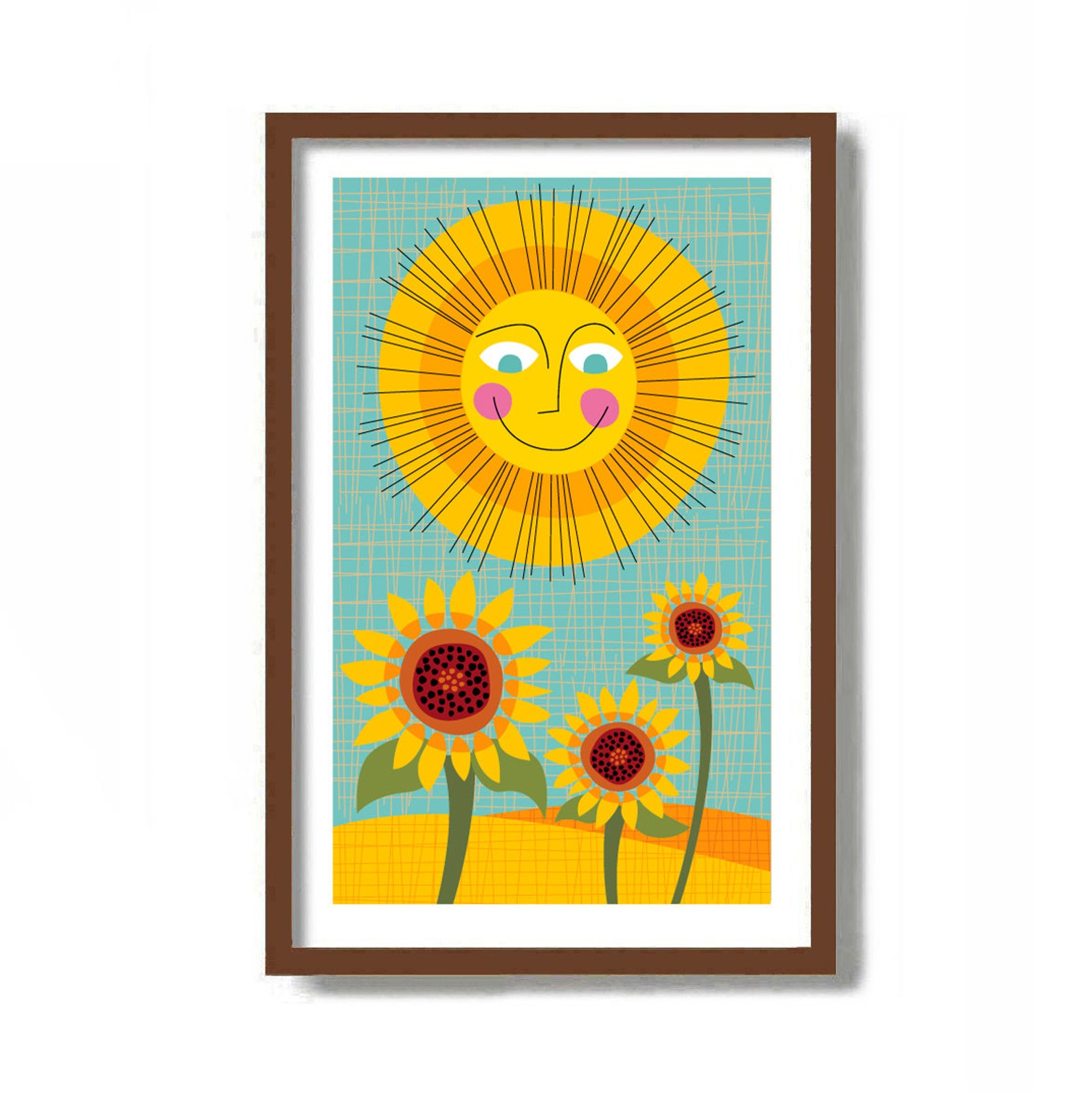 Sunflower Wall Decor Sun Art Print Mid Century Modern Art - Etsy