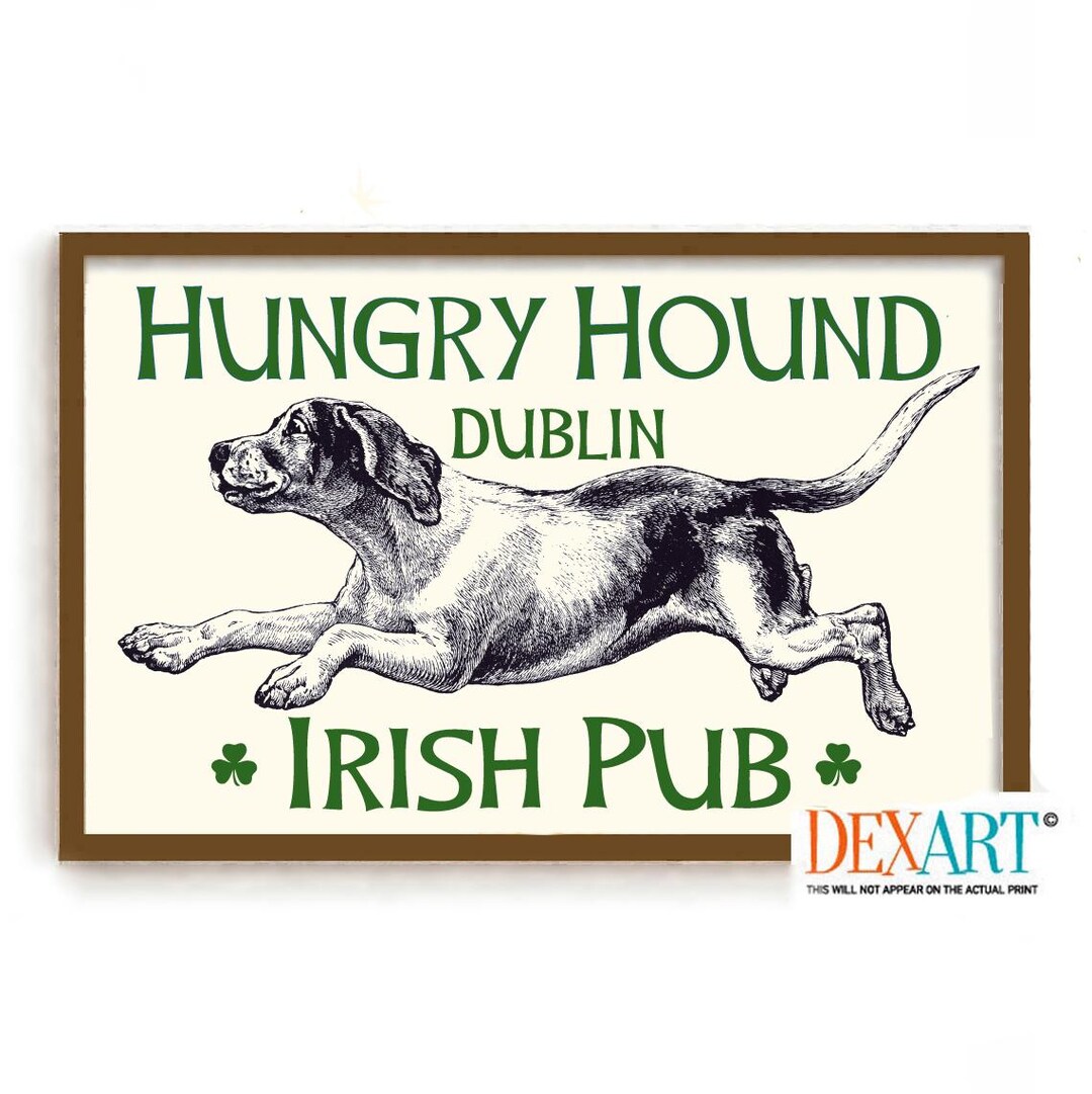 Irish Pub Sign, Dog Wall Art Print, Shamrock Bar Gift, Dog Lover Pub ...