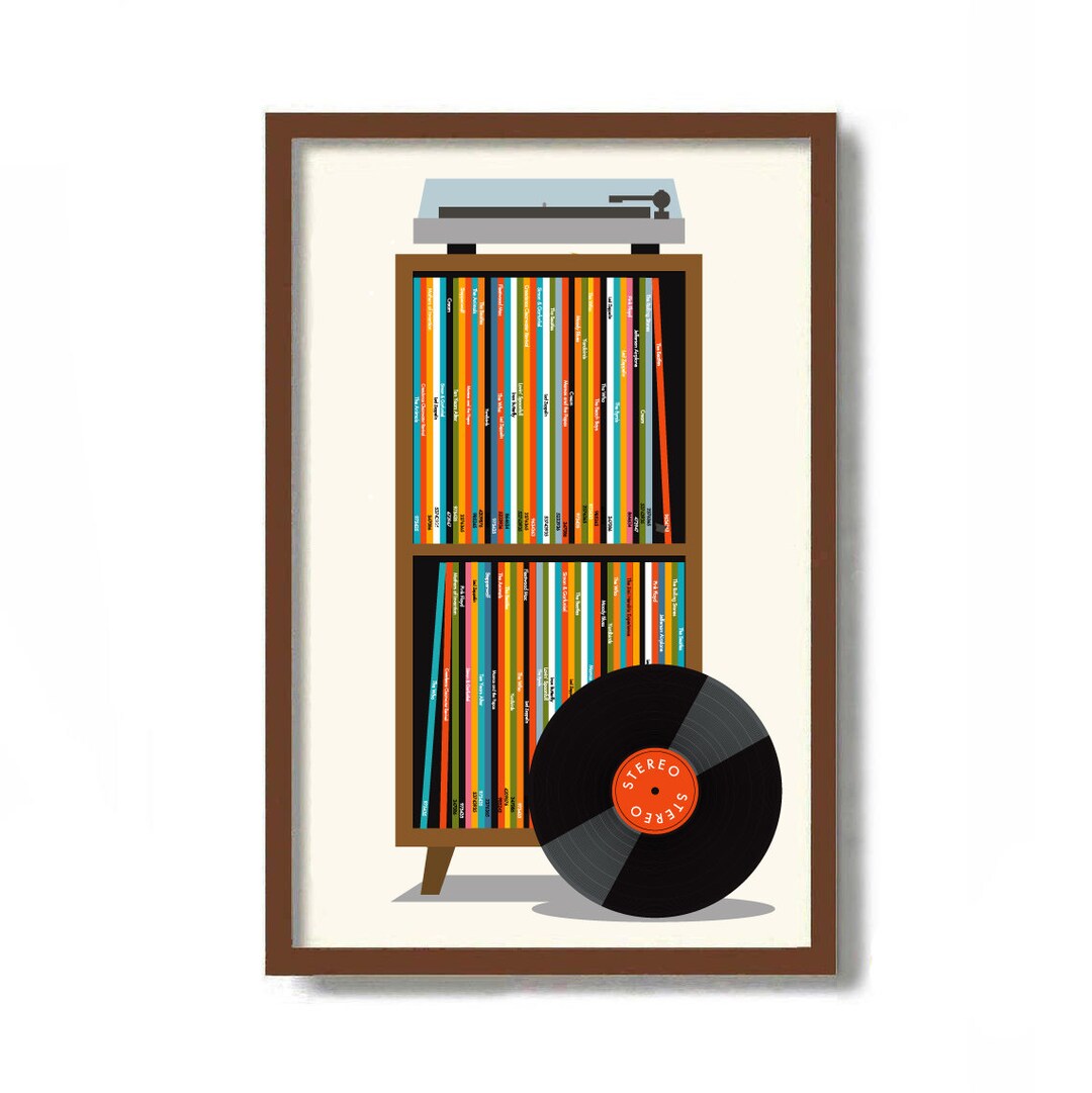 Vinyl LP Art, Mid Century Modern Wall Art Print, Audiophile Gift, Vinyl ...