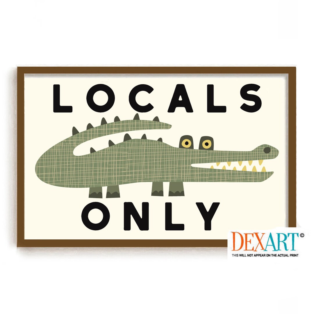 Alligator Sign, Florida Alligator Art Print, Mid Century Modern Art ...