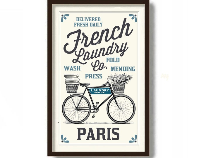 French Laundry Room French Decor Laundry Sign Bicycle Print - Etsy