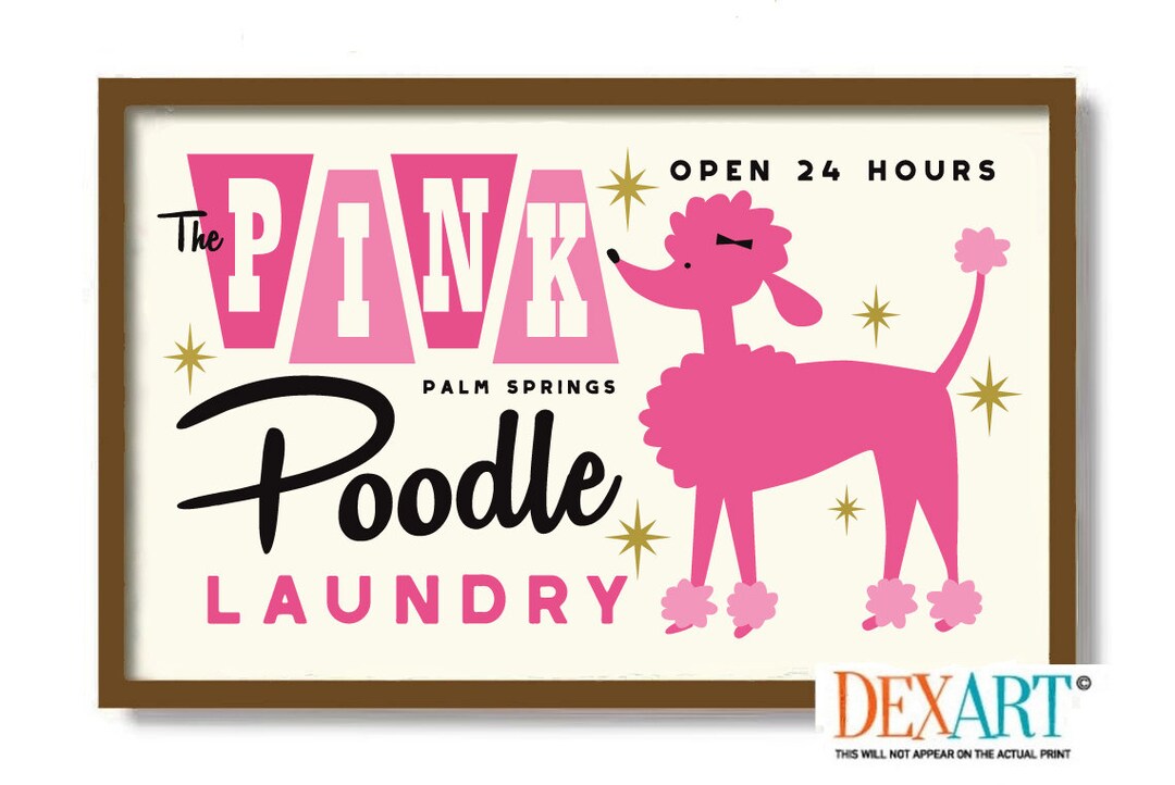 50s Poodle Laundry Room Decor Art Print, Mid Century Modern Wall Art ...