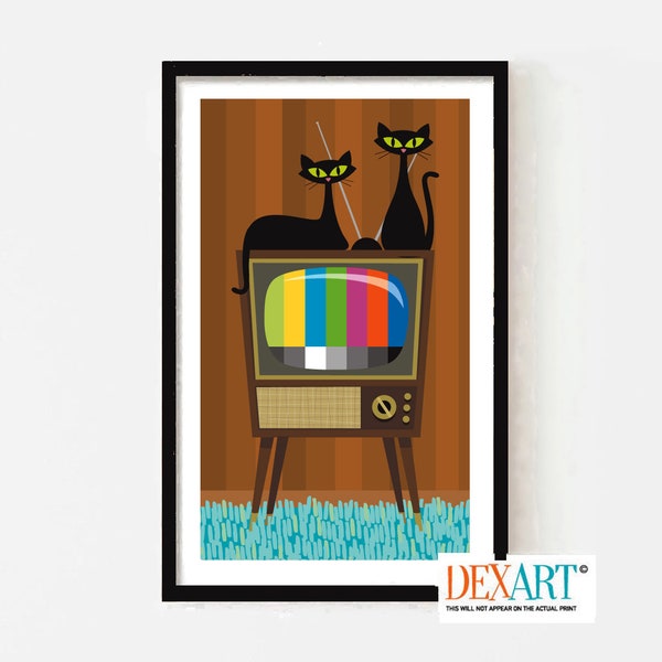 Mid Century Retro Atomic Cat Rug - Etsy