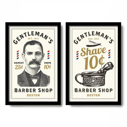 Barber Shop Decor Wall Art for Mens Bedroom Straight Razor | Etsy