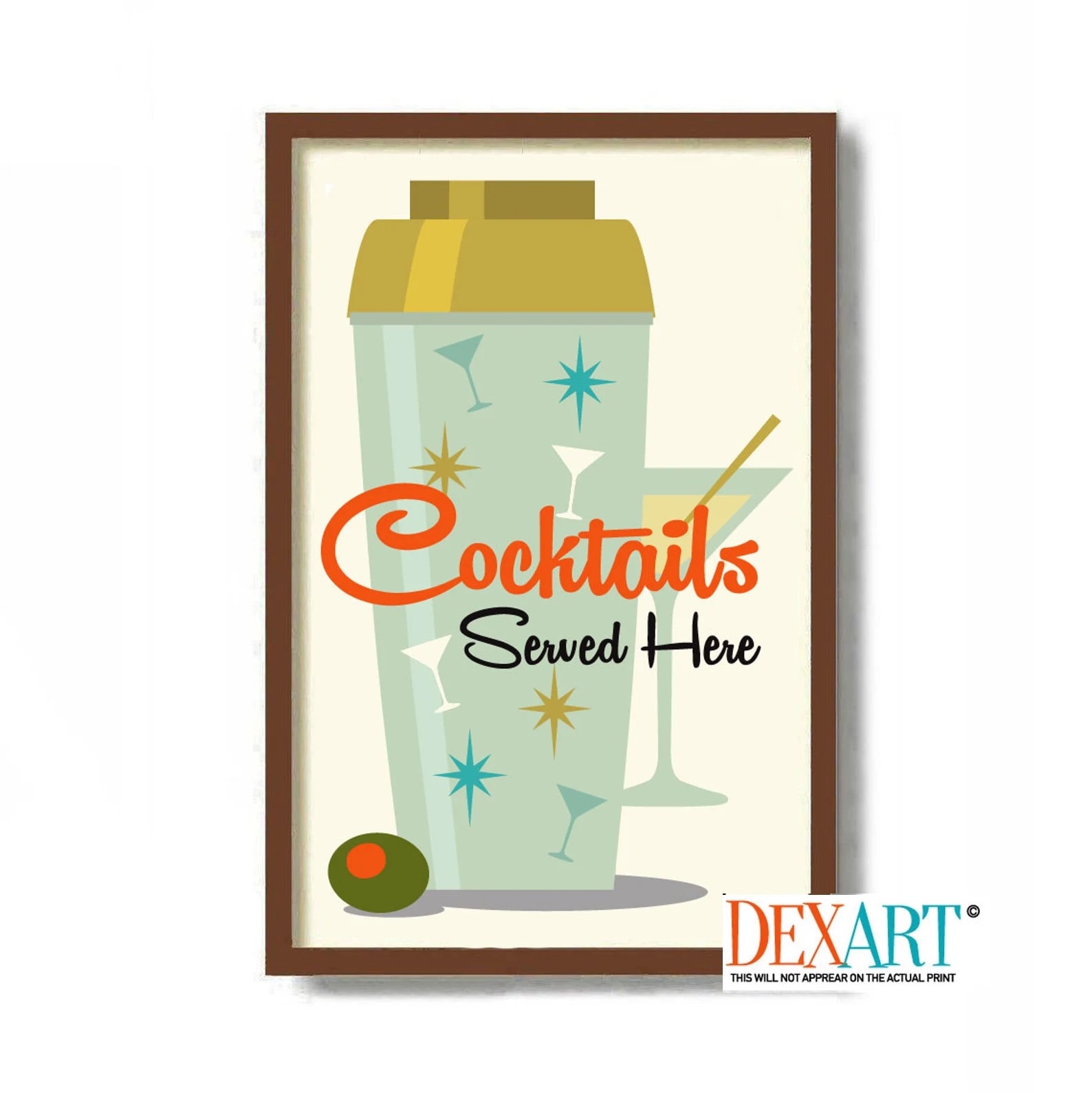 Vintage Cocktail Shaker Art Print Signature Cocktail Poster - Etsy