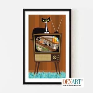 Dexmex Cat Prints, Cat Wall Art, Family of Cats, Cat Bunch TV Show, Cat ...