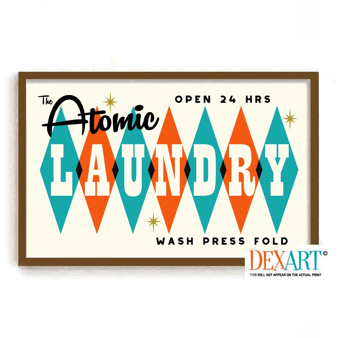 Atomic Laundry Room Decor, Mid Century Modern Art Print, Atomic Wall ...