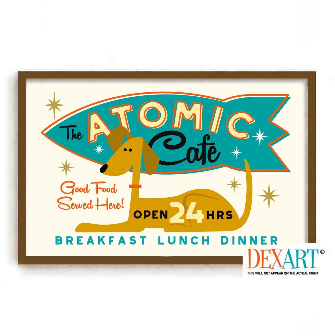 Mid Century Modern Dog Art Print, Yellow Lab, Atomic Dog Kitchen Wall ...