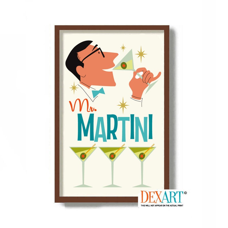 Martini Art Print Cocktail Sign Signature Cocktail Poster - Etsy