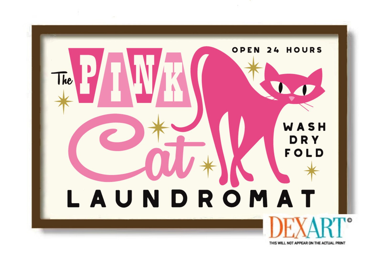 Mid Century Modern Atomic Cat Laundry ’ Rooms Decor Art Print, Cat Wall ...