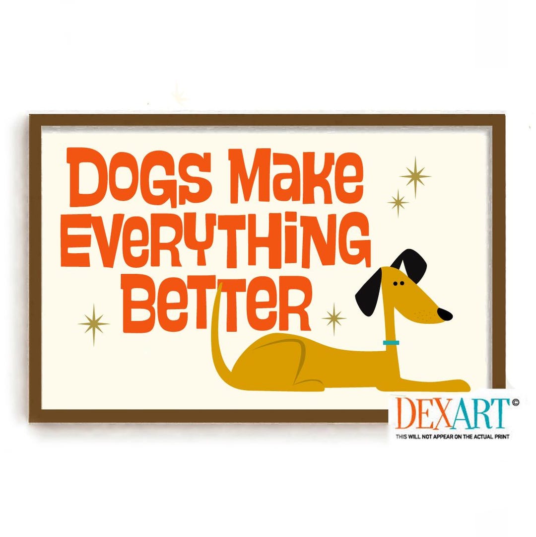 Mid Century Modern Dog Art Print, Atomic Dog Lover Gift, Mutt Dogs, Dog ...