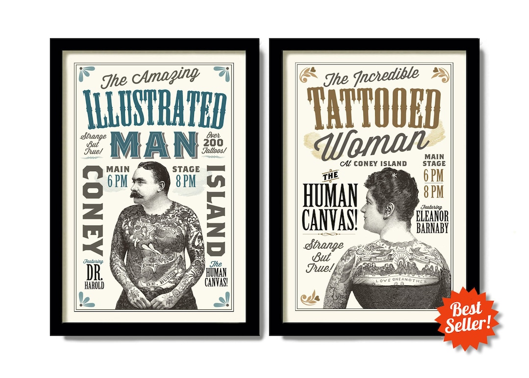 Tattoo Shop Decor, Tattoo Design Poster Oddities and Curiosities Tattoo ...