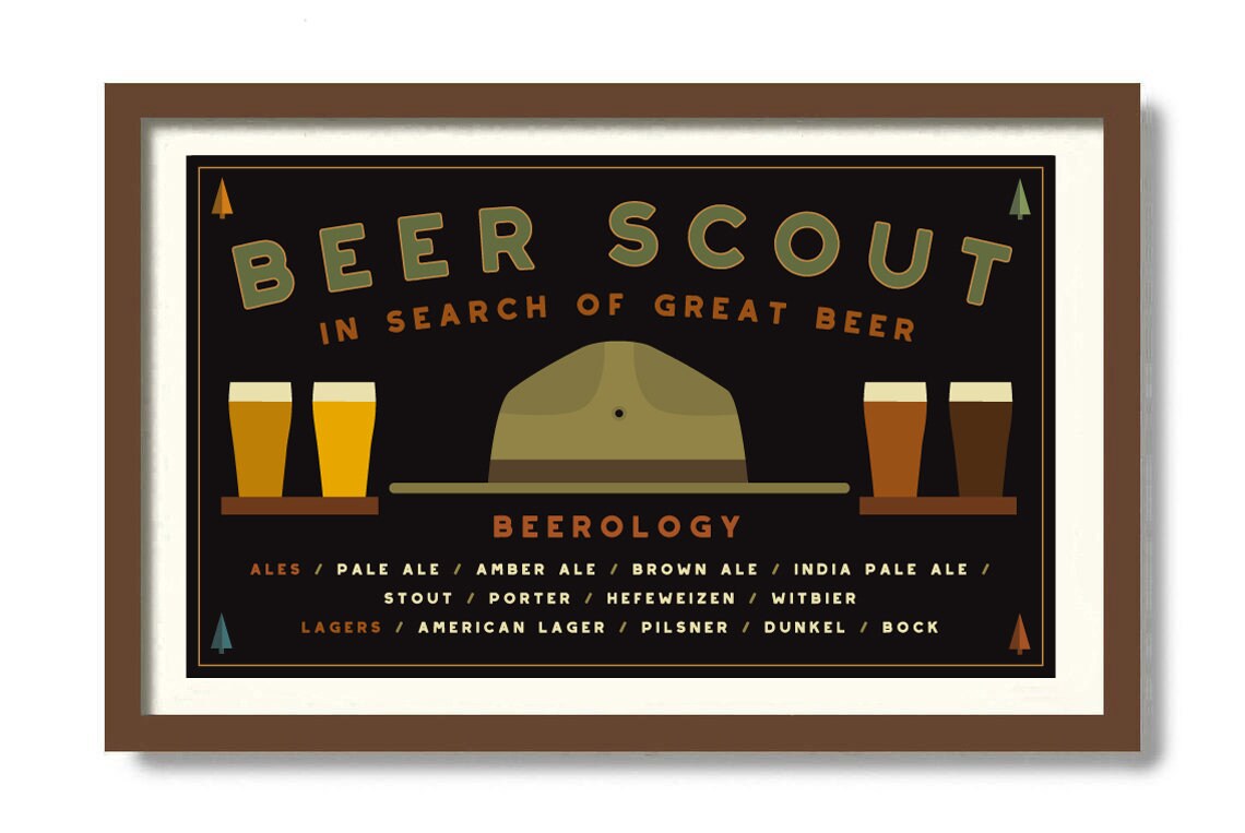 Beer Flight Art Print Beer Lover Gift Beer Sign Craft Beer | Etsy