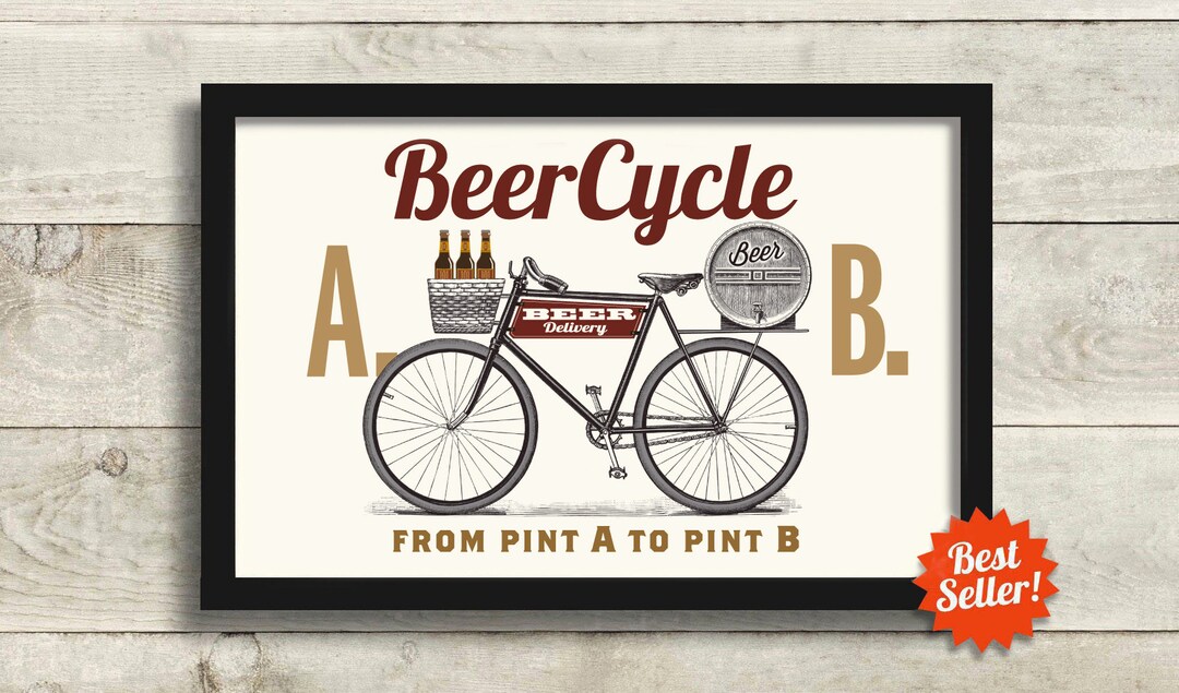 Bicycle Beer Art Print: Vintage Style Cycling Poster - Etsy