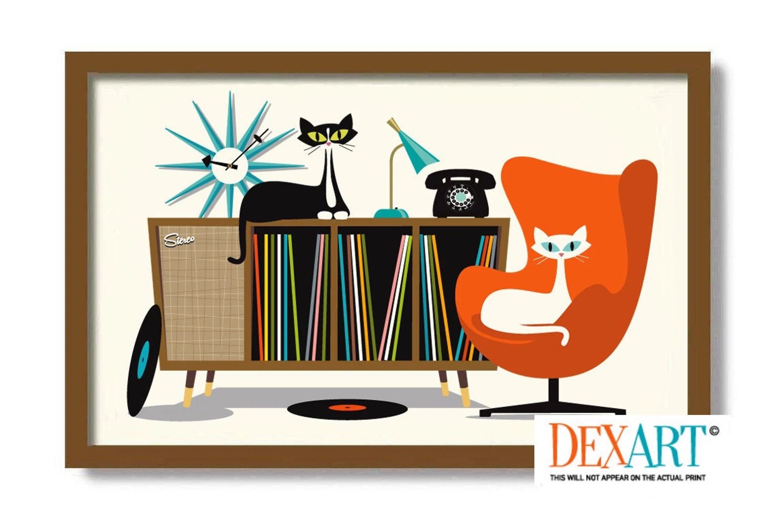 Mid Century Modern Art Print Atomic Cat Gifts Retro - Etsy