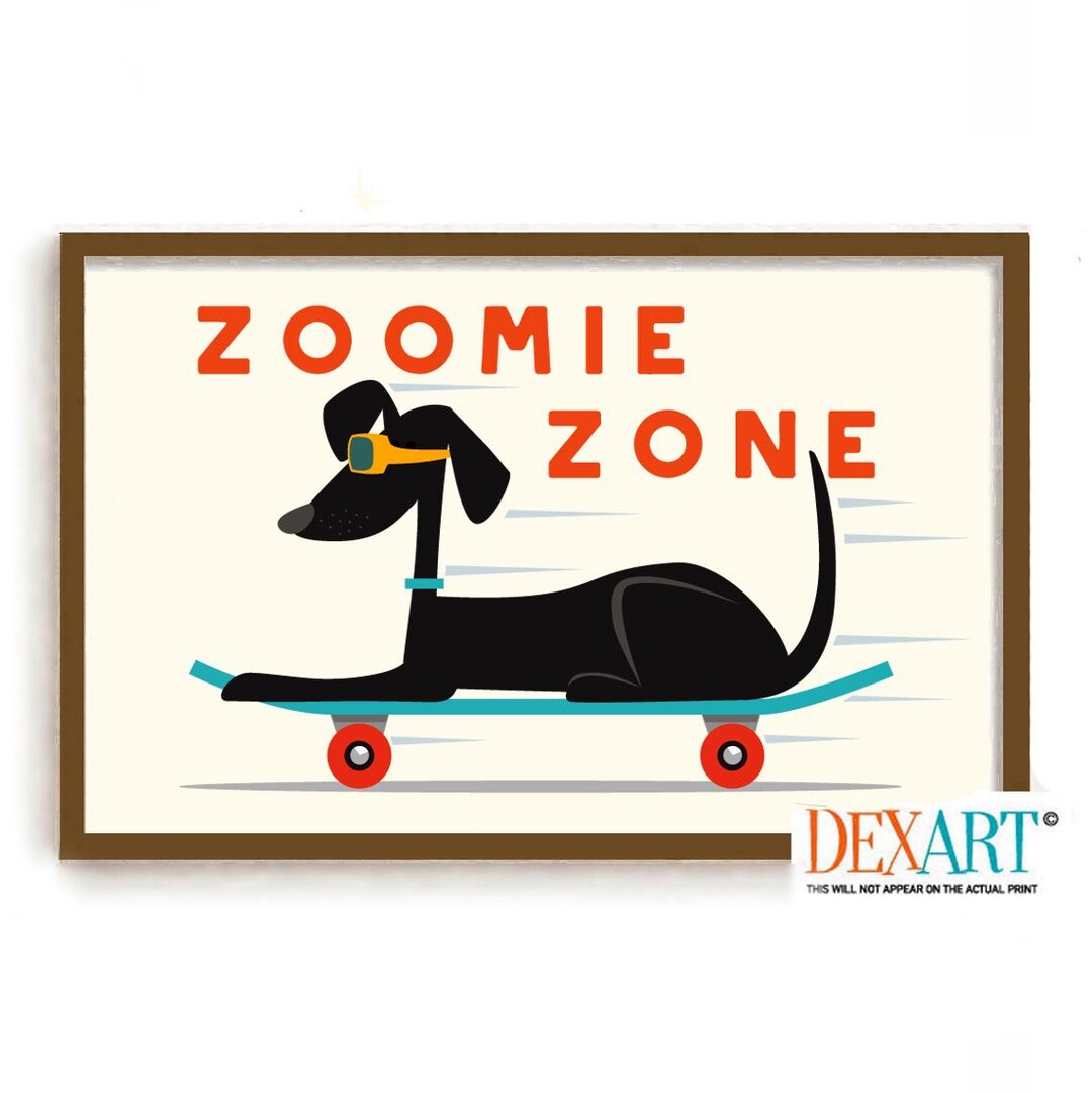 Black Lab Art Print, Zoomies Skateboard Dogs Play Area, Dog Wall Art ...
