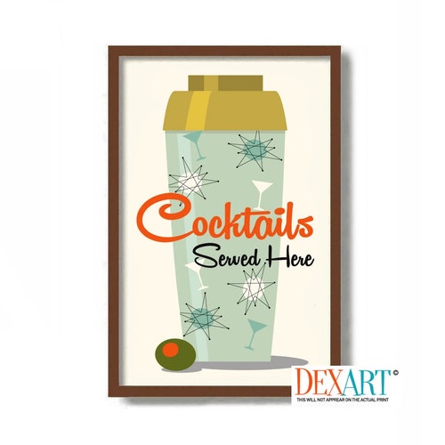 Cocktail Sign Signature Cocktail Poster Martini Art Print - Etsy