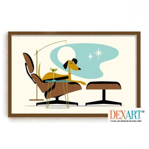 Atomic Dog Lover Gift, Mid Century Modern Dog Art Prints, Eames Chair ...