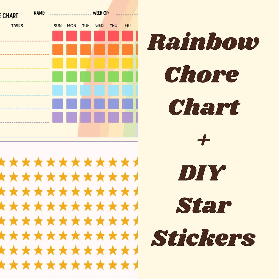 Rainbow Chore Chart for Kids + DIY Gold Star Stickers | Printable Daily ...