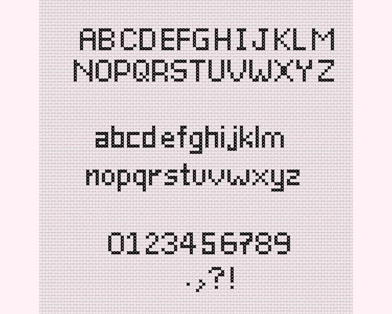 Pixel Alphabet & Numbers Cross Stitch Pattern PDF | 8-bit Block Font ...