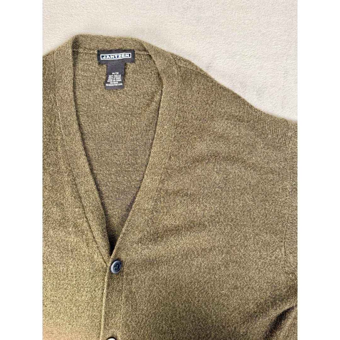 Vtg Jantzen 5-button Front V-neck Cardigan Green Grandpa Sweater ...