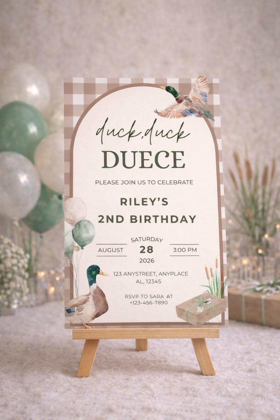 Duckduck Deuce Birthday Digital Invitation Template - Etsy