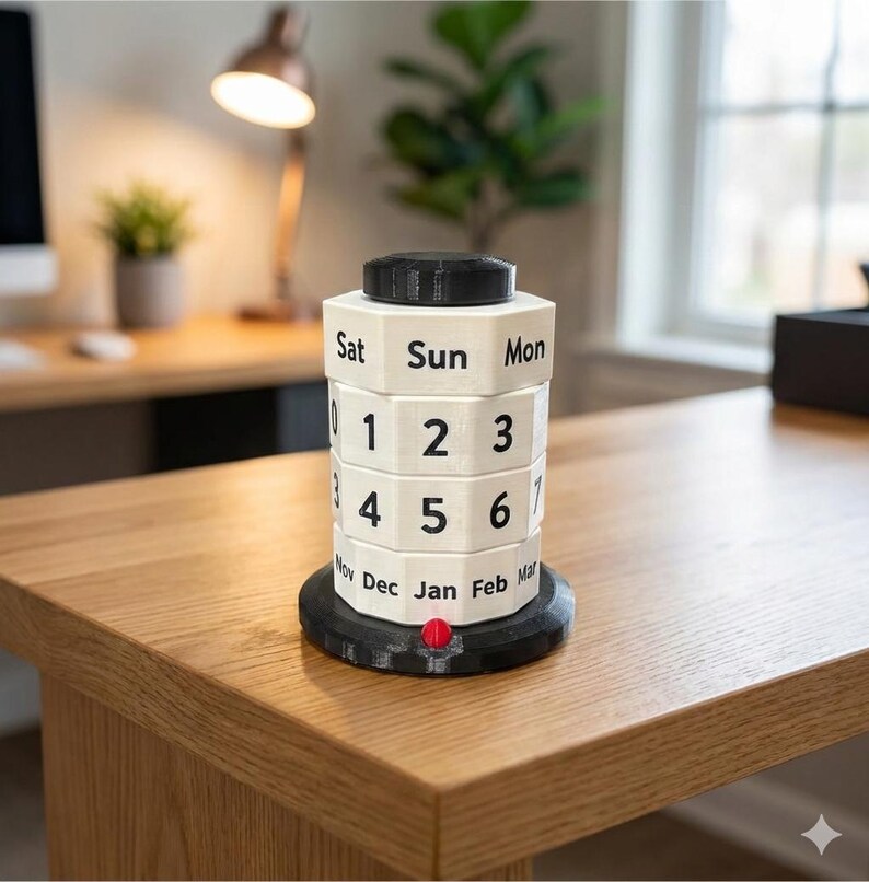 Rotating Calendar STL 3D Printable Desk Organizer - Etsy