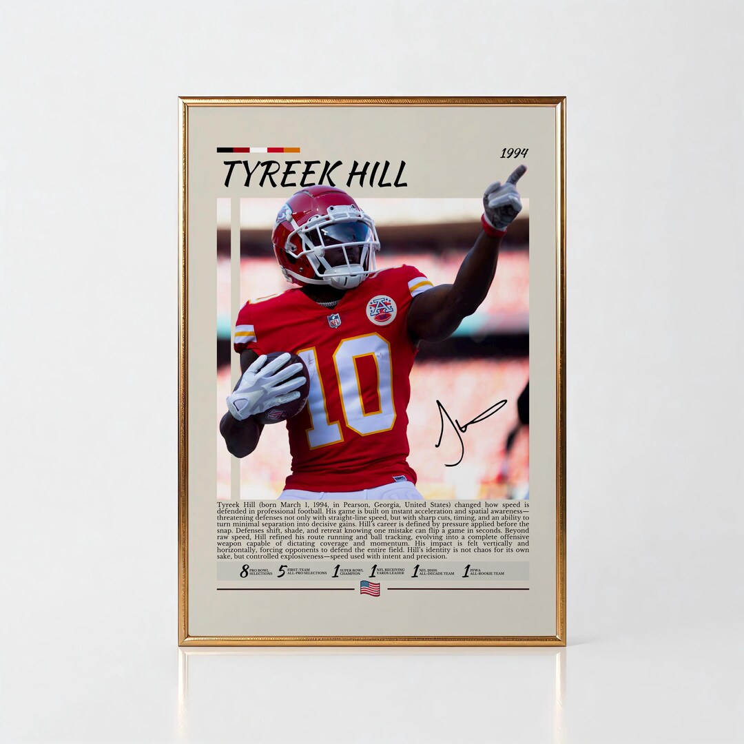 Tyreek Hill NFL Poster, Speed Receiver Wall Art (digital Download ...