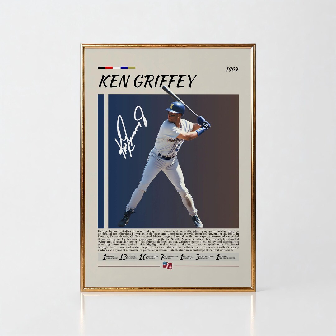 Ken Griffey Jr. MLB Poster, Mariners Legend Wall Art (digital Download ...