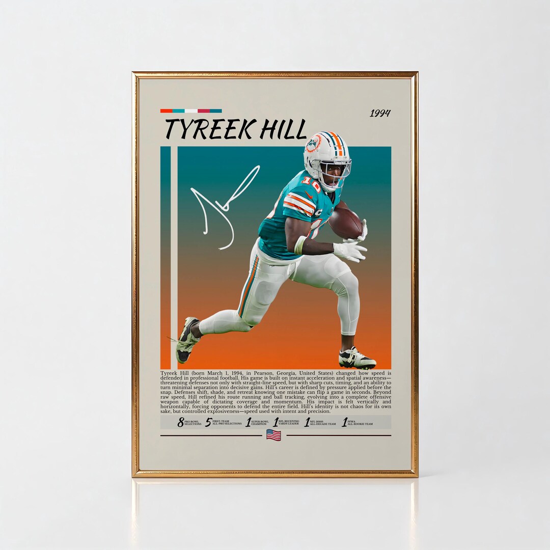 Tyreek Hill NFL Poster, Dolphins Wide Receiver Wall Art (digital ...