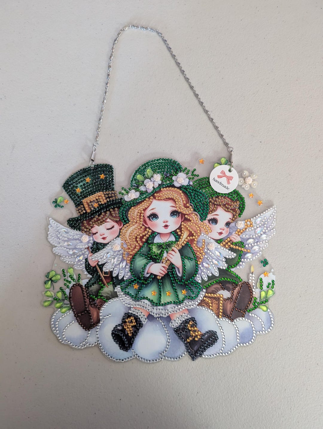 Finished St Patricks Day Diamond Art Irish Angels Hanging Pendant - Etsy