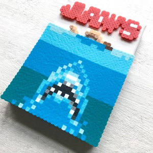3D JAWS Retro Movie Poster Art. Handmade Pixel Art. Perler Beads on ...