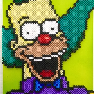 3D Krusty the Clown Retro Art. Handmade Pixel Portrait. Perler - Etsy