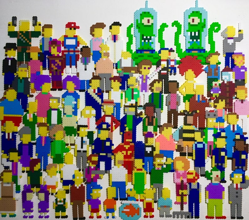 Simpsons Retro Pixel Pop Art. 8 Bit Sprites. Perler Bead - Etsy