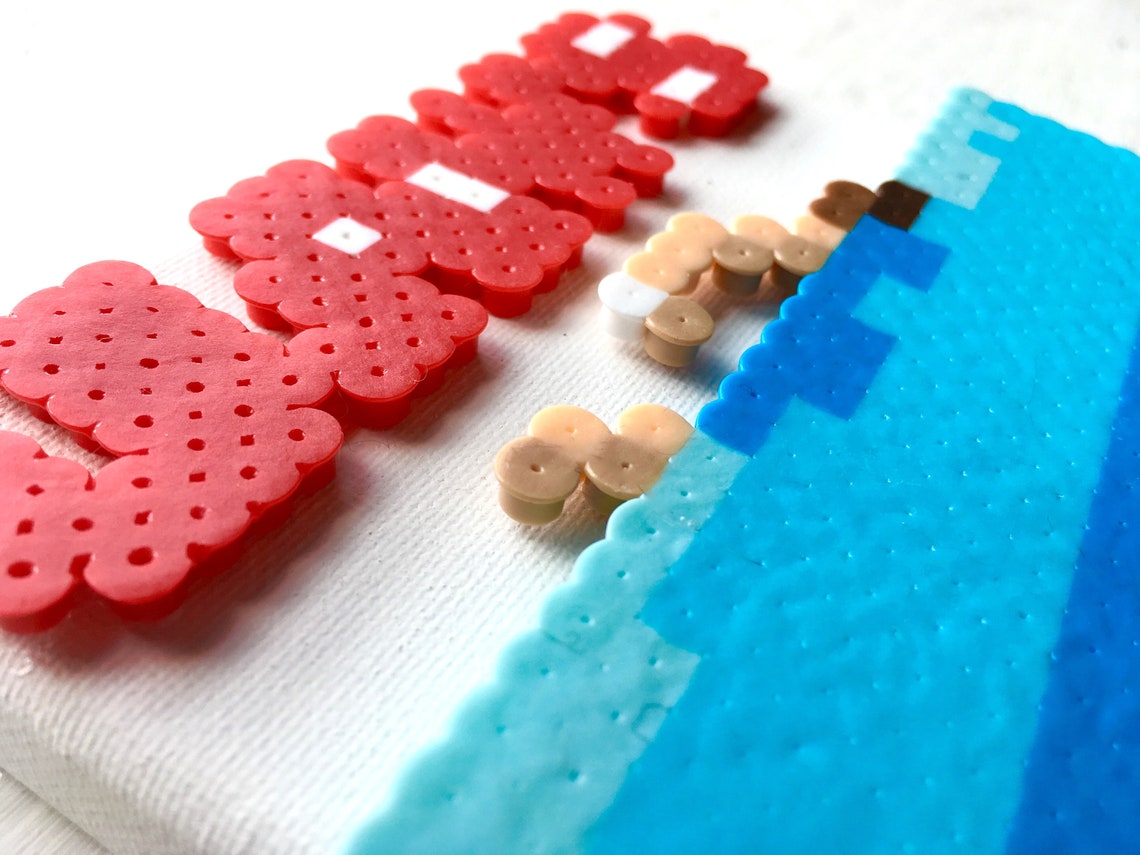 3D JAWS Retro Movie Poster Art. Handmade Pixel Art. Perler - Etsy