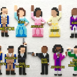 Hamilton Retro Pixel Pop Art. 8 Bit Sprites. Perler Bead Magnets. Pins ...